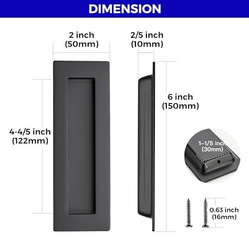 2 Pack Pocket Door Handles Sliding Closet Door Pulls 5.9" Flush Barn ...