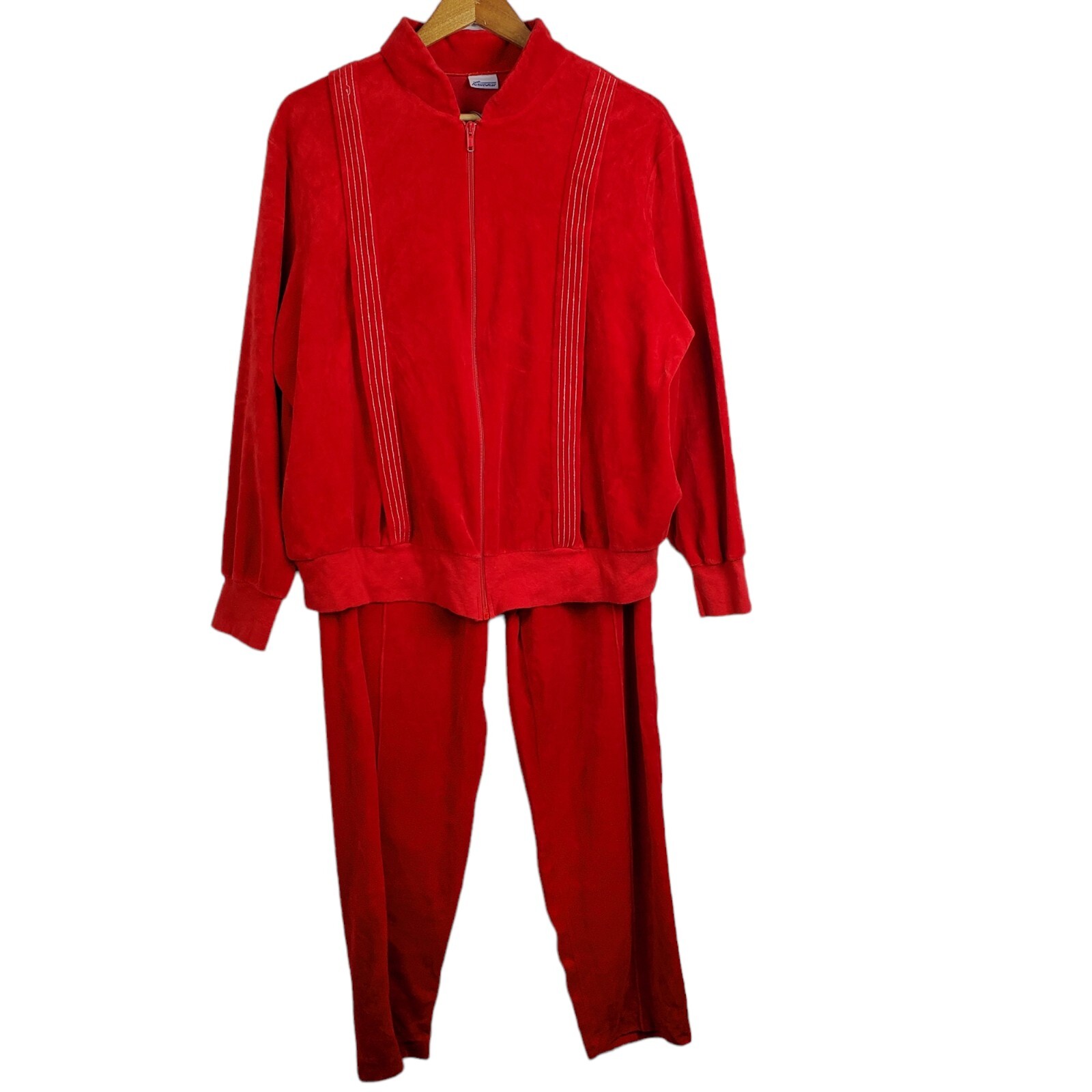 Vintage L'Eggs LEggs ActiveWear Red Velour Joggers Se… - Gem