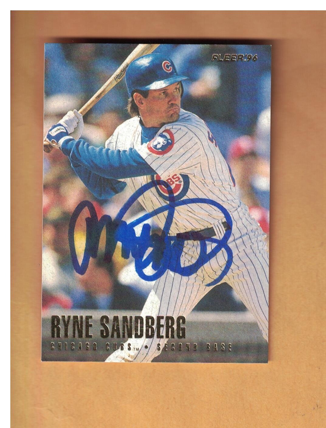 Ryne Sandberg AUTOGRAPHED 1996 FLEER BASEBALL CARD SIGNED CHICAGO CUBS ...