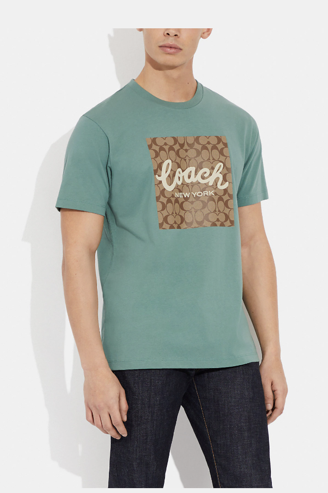 Coach Signature Graphic T Shirt Green | eBay