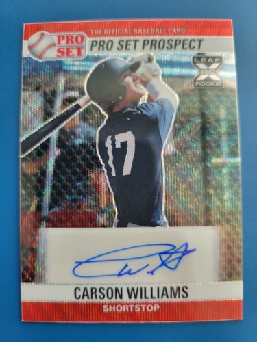 Carson Williams 2021 LEAF PRO SET PROSPECT RED WAVE ROOKIE RC AUTO #CW1 ...