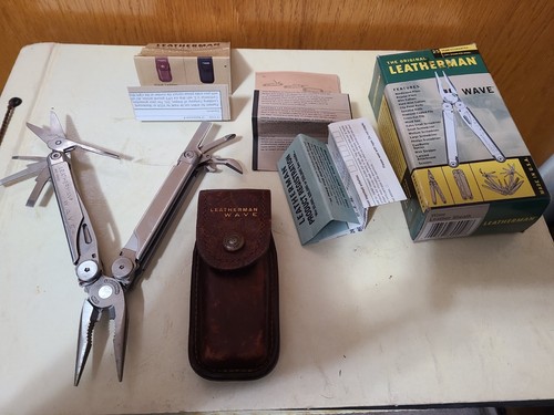 Vintage Leatherman Knife Multi Tool Original Wave W Sheath Box Papers