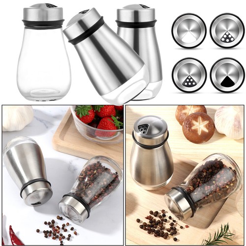 with Pour Holes Refillable Pepper Shakers Spice Dispenser Salt Bottle ...