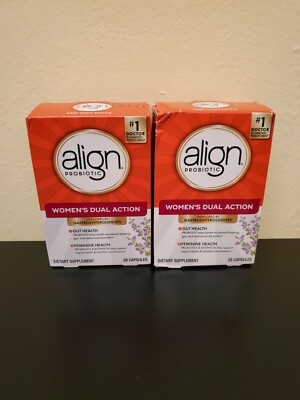 2 Align WOMAN'S DUAL ACTION Probiotic Supplement 56 capsules Exp 04/ ...