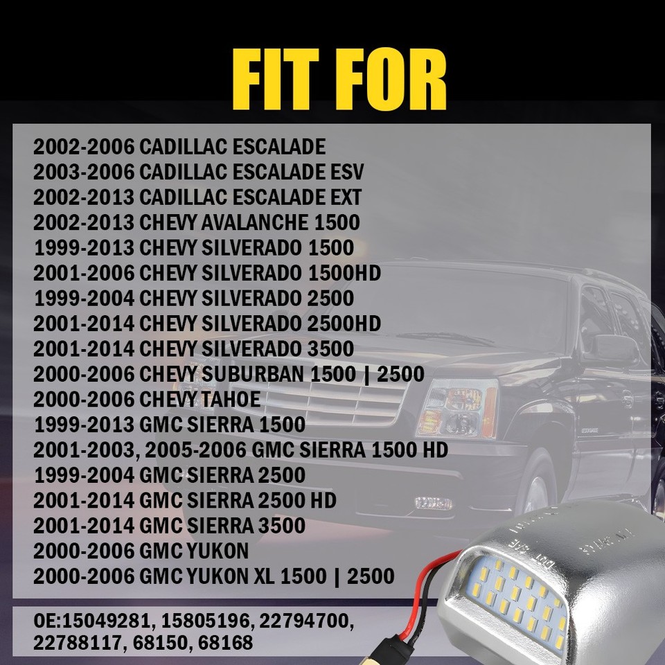 LED Silver License Housing Light for Plate 2500 Silverado 99-13 1500 ...