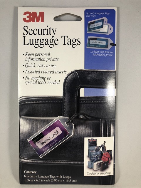 3M Security Luggage Tags Secure for Travel Six Tags W/ Loops 3 Colors ...