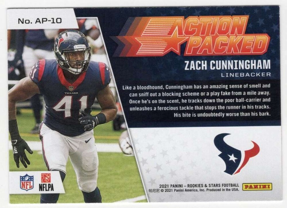 ZACH CUNNINGHAM 2021 Panini Rookies and Stars Action Packed #10 Texans ...