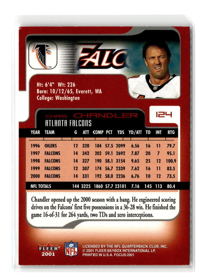 2001-Fleer Focus -#124-Chris Chandler -Atlanta Falcons | eBay