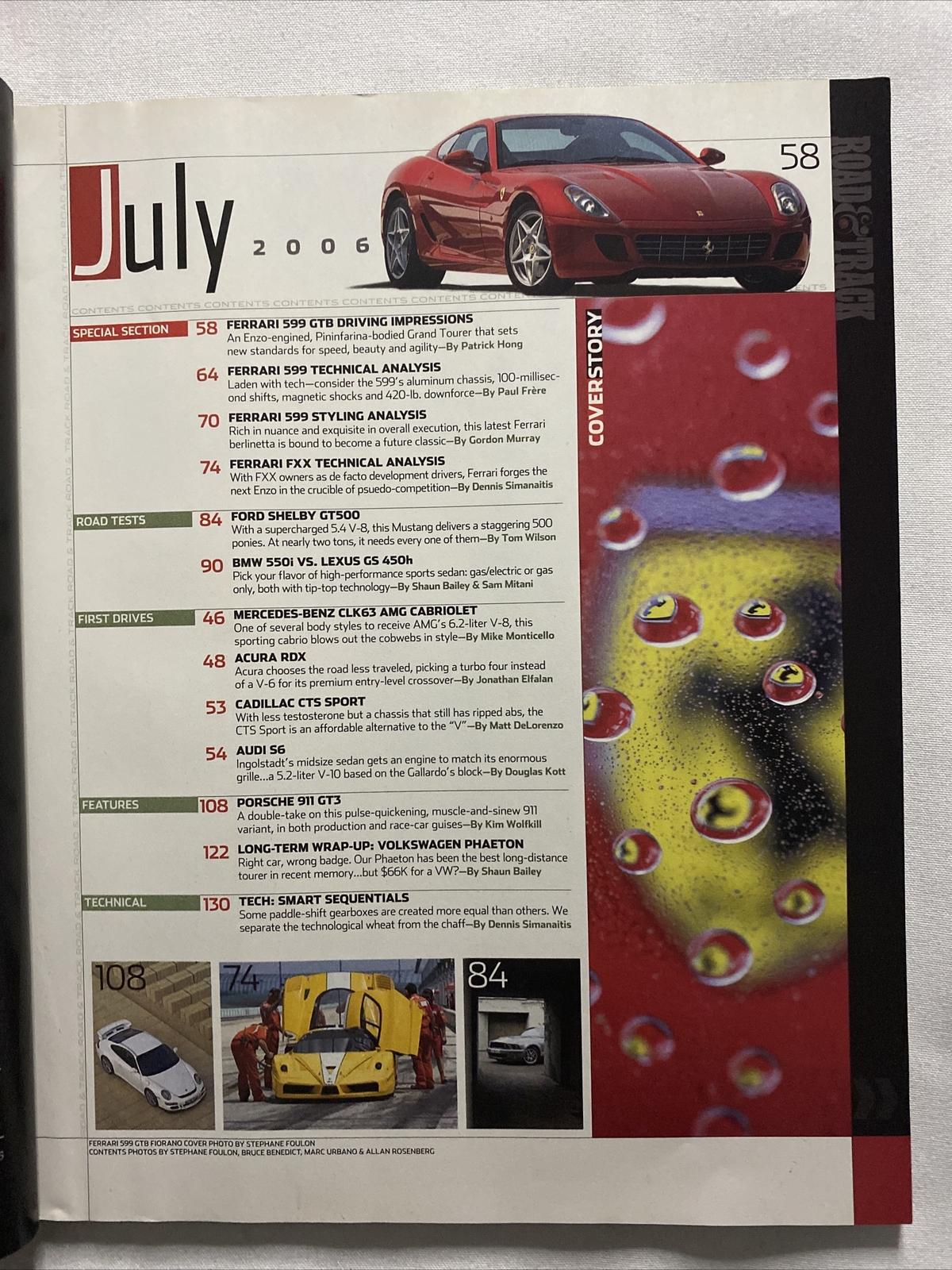 2006 July, Road & Track Magazine, Bellissimo! Ferrari 599 GTB (MH607 ...