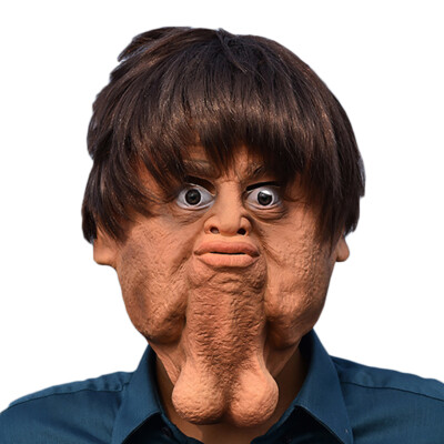 1x Funny Exaggerated Double Chin Latex Head Mask For Costume Party ...