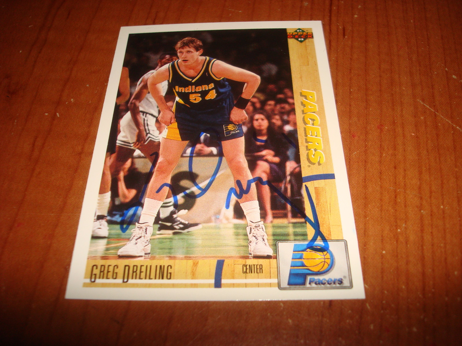 1992 NBA UPPER DECK #306 GREG DREILING PACERS Kansas SIGNED AUTHENTIC ...