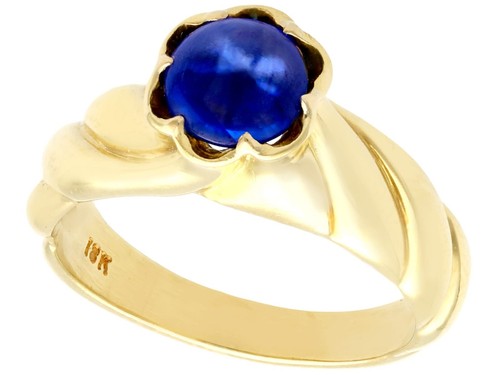 1.22 Ct Sapphire and 18k Yellow Gold Dress Ring, 1980s, Size 5.875 ...