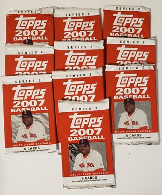 LOT OF 10 2007 TOPPS Baseball Series 2 Factory Sealed Packs 6 Cards Per ...