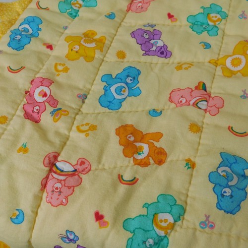 Care Bears Handmade Baby Quilt Cartoon Yellow Back Butterfly Rainbow ...