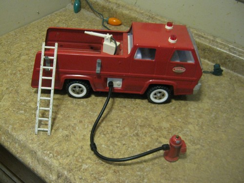 60s Tonka Red 6 Man Cab Fire Truck with Hydrant, Hose and Ladder in ...