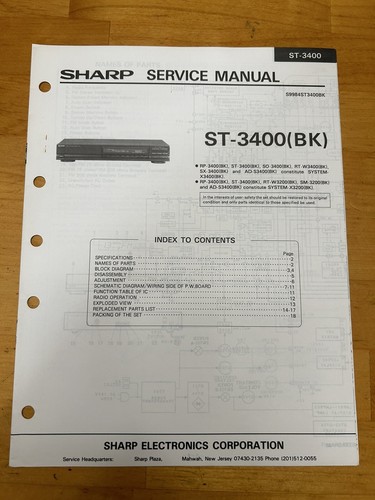 Sharp ST-3400 Synthesizer Tuner Service Manual Vintage OEM Diagrams ...