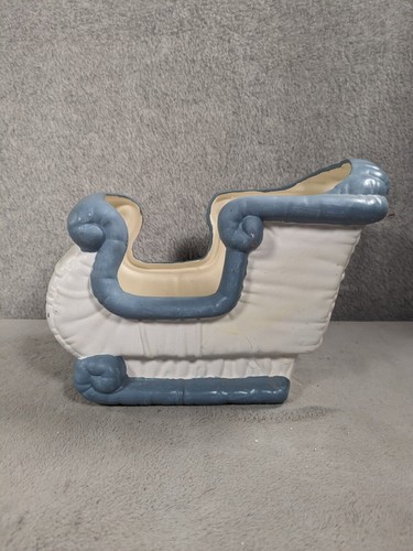 Vintage Kimple Ceramic Santa Christmas Sleigh White With Blue Trim ...