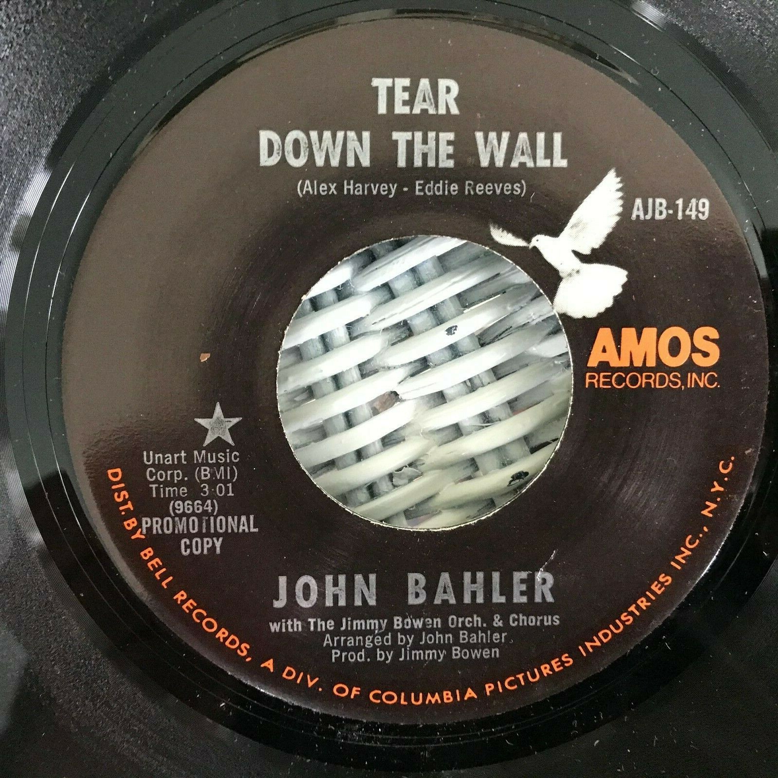 John Bahler Tear Down The Wall / Into The Sun DJ Promo 45 | eBay