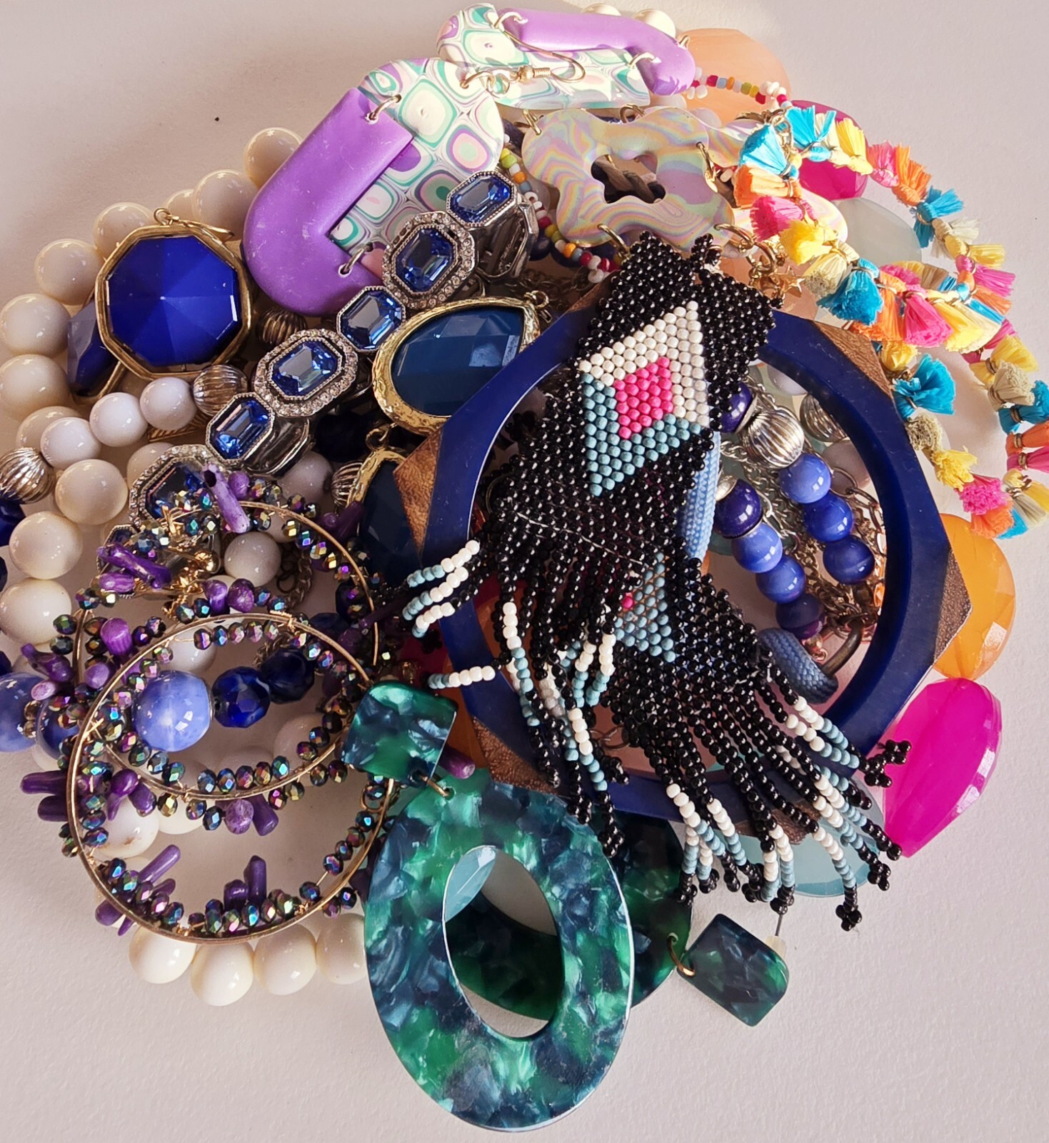 Vintage Now Estate JUNK DRAWER Jewelry Lot ALL Wearable Harvest Craft ...