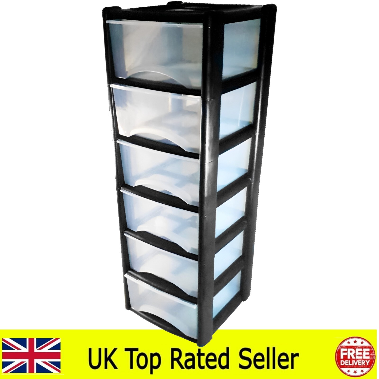 6 drawer a4+ tower plastic draw storage unit office home school strong ...