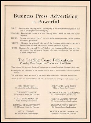 1919 The Architect & Pacific Coast Merchant Business Press Advertising ...