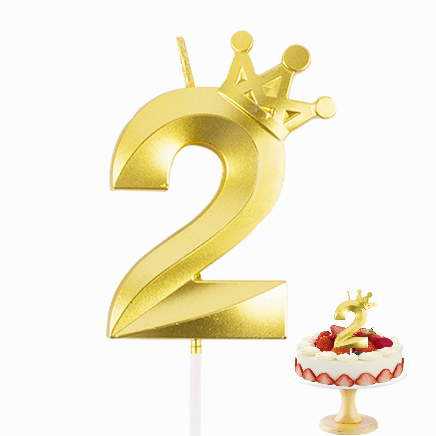 Crown Number 2 Birthday Candle 3.1 Inch Happy Birthday Number Candle ...