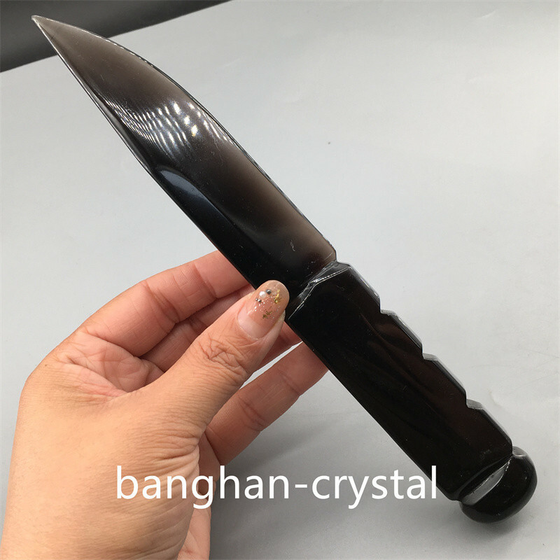 Real Obsidian Knife Blue Obsidian Knife W/ Wooden Handle Etsy