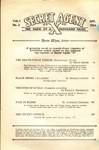 SECRET AGENT X #3-April 1934-DEATH TORCH TERROR-HERO PULP-BARGAIN | eBay