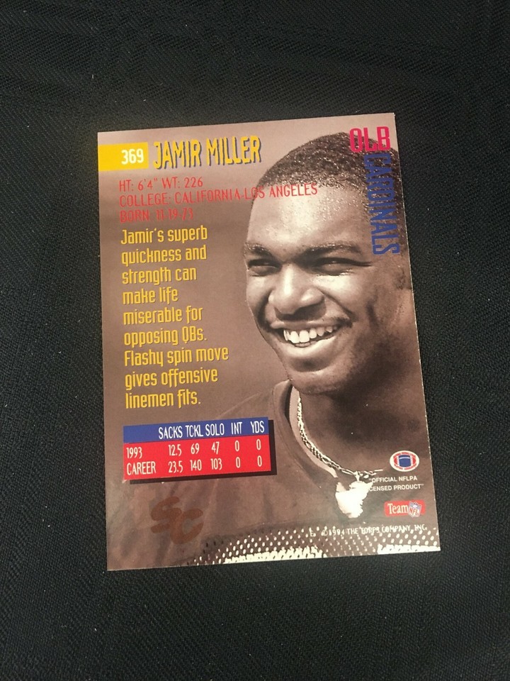 1994 TSC STADIUM CLUB MEMBERS ONLY #369 JAMIR MILLER ERROR/VARIATION NO ...