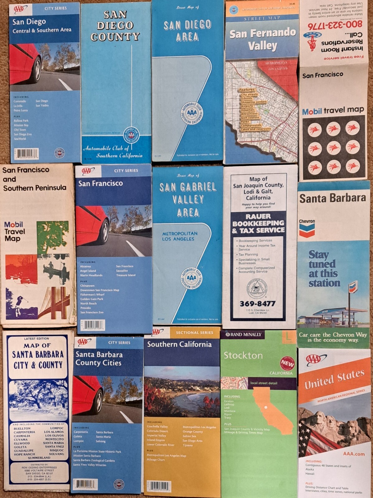 Lot of 30 California Road Maps Some Vintage State, County, City AAA ...