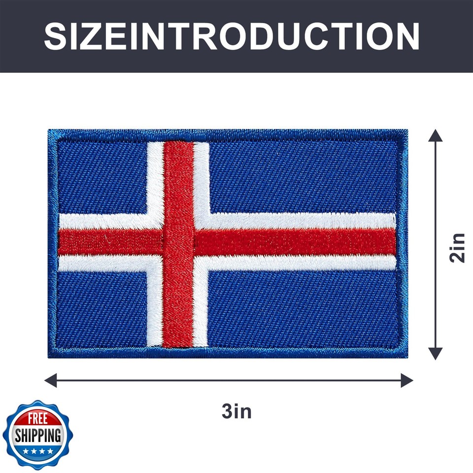JBSJBS Iceland Flag Embroidered Patches Icelandic Flags Patch Iceland Militar | eBay