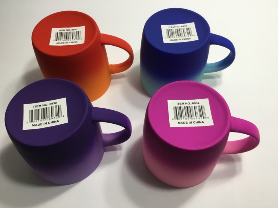 Ceramic Coffee Tea Mugs Cups Two tone fade Matte Four Colors 12oz Set ...
