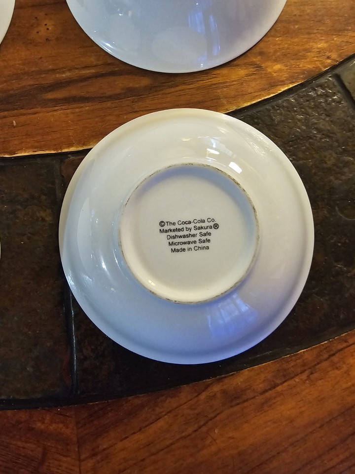 Set Of Four Coca Cola Logo 6 1/2" Stoneware Soup, Cereal Bowls by ...