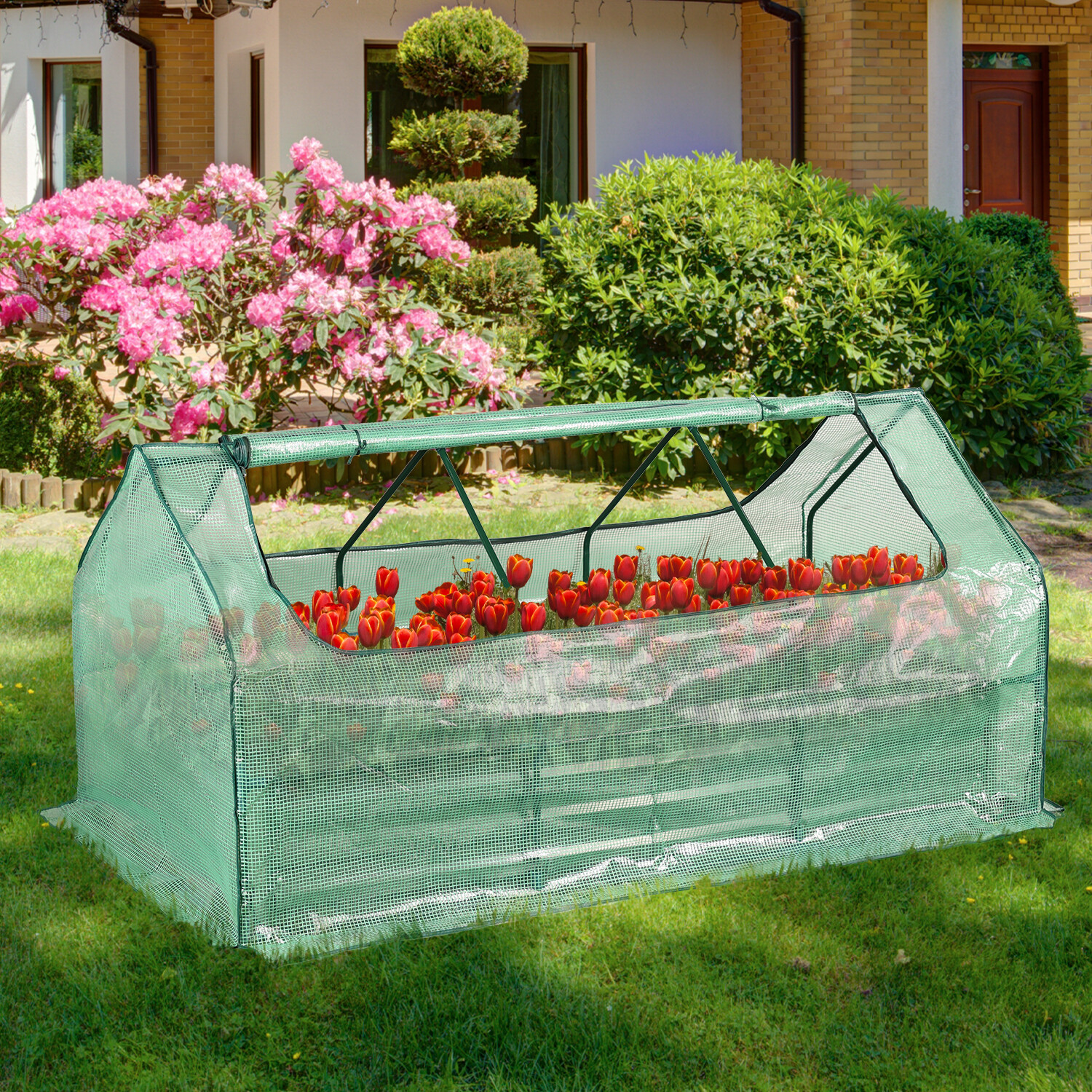 Aoodor 6x3x3 ft. Outdoor Portable Mini Greenhouse Kit with Galvanized ...