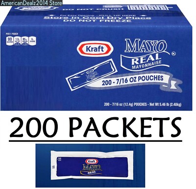 200 Packets - Kraft Real Mayo Mayonnaise Single Serve Packets 0.4375 oz ...