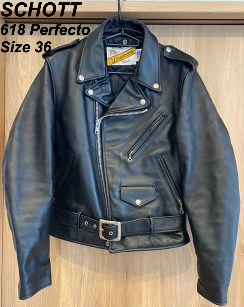 Schott 618 Perfecto 36 double steer hide leather moto… - Gem