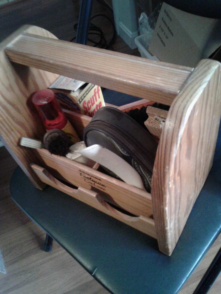 Vintage Wooden Shoe Shine Box