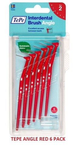 Tepe Interdental Angle Red 6 Brushes Size: 2 ~0.5mm Floss Flossers ...