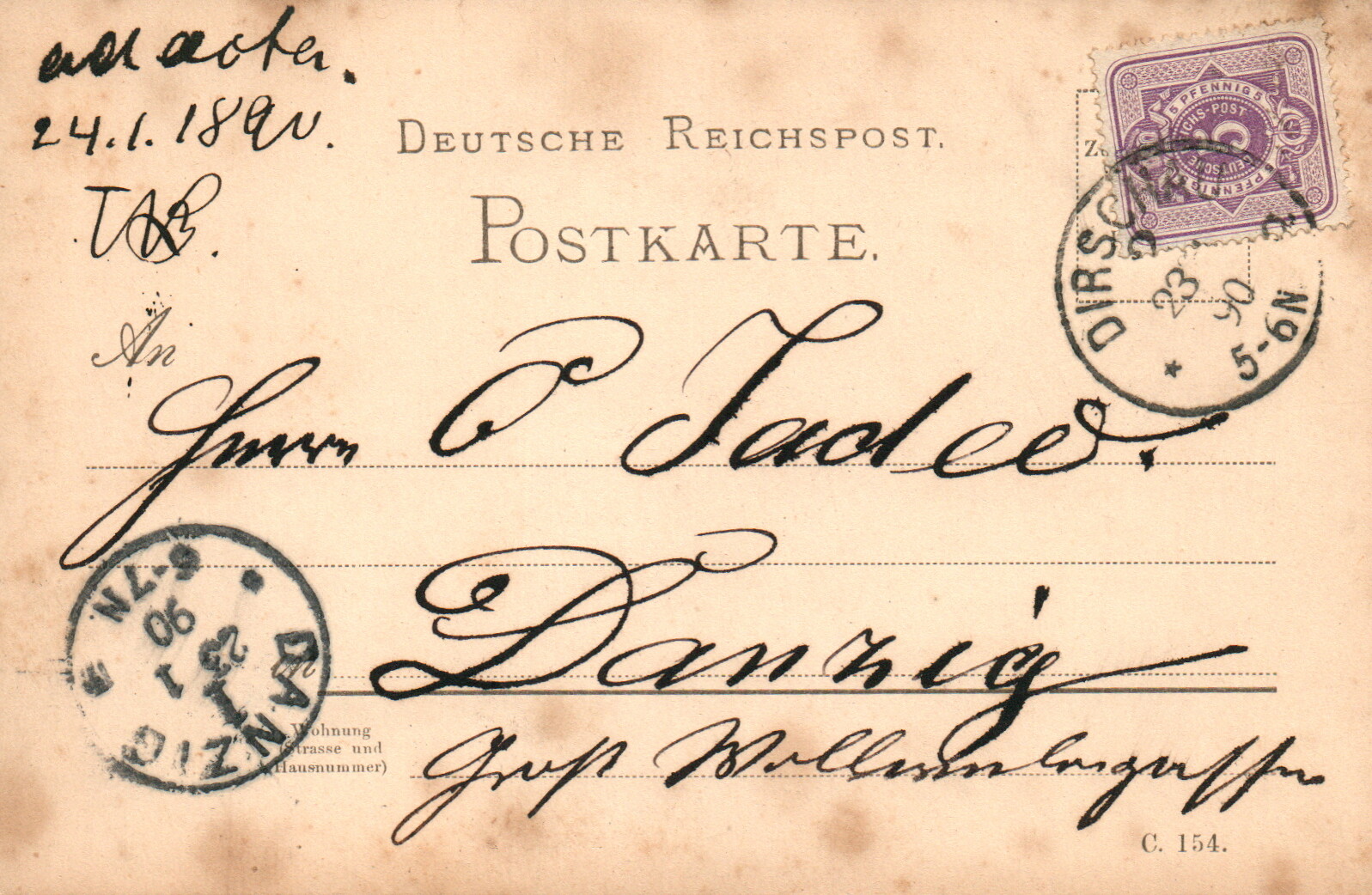 alte Ganzsache, Postkarte, Dirschau Danzig von 1890 (N)20360 | eBay