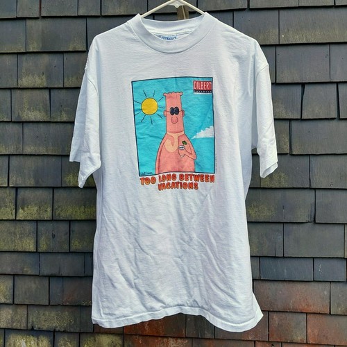 90s Vintage Dilbert T-Shirt XL 'Too Long Between Vacations' Comic Humor ...