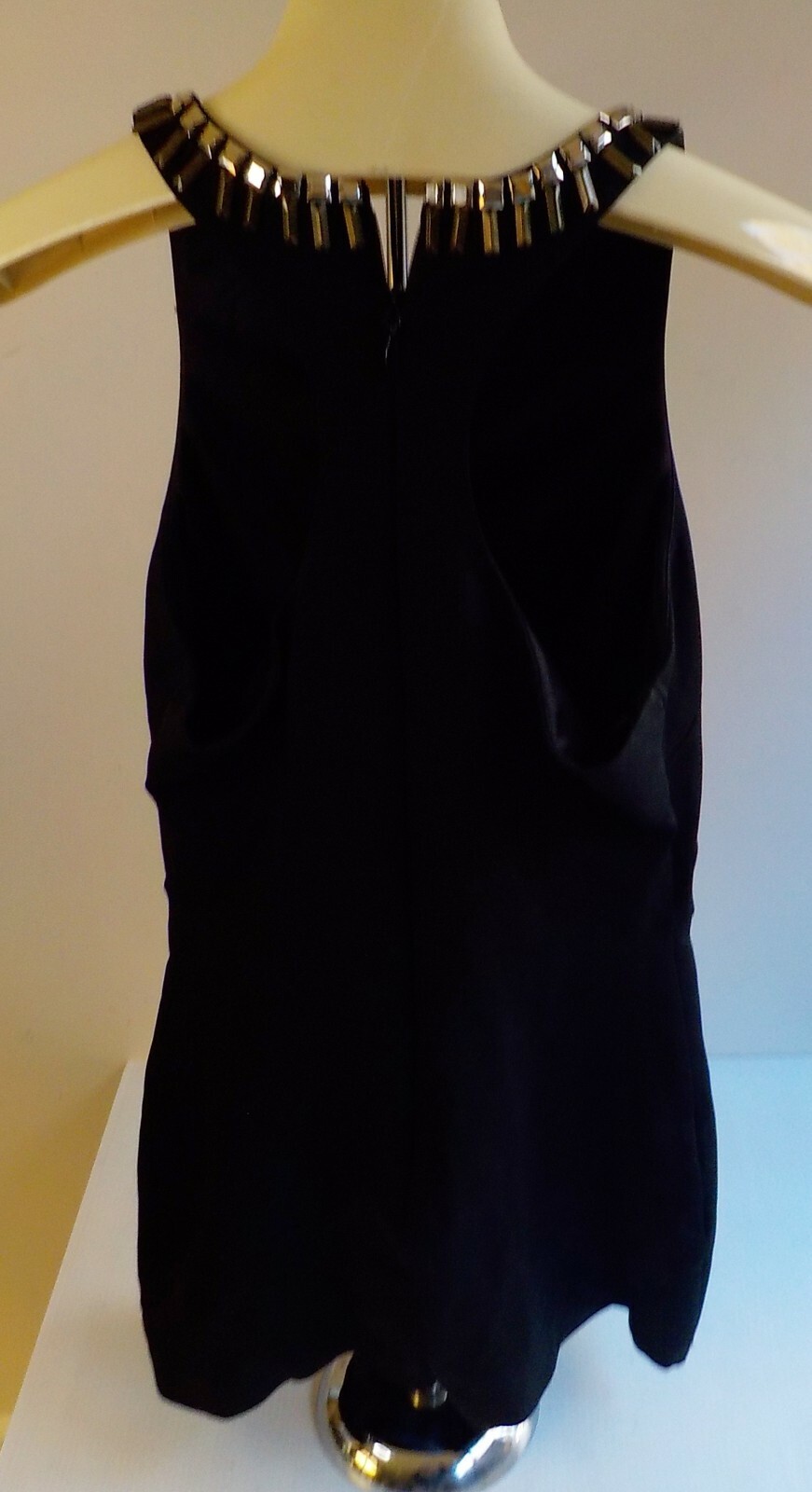 BEBE Black Metal Look Embellished Shorts Romper SZ SM… - Gem