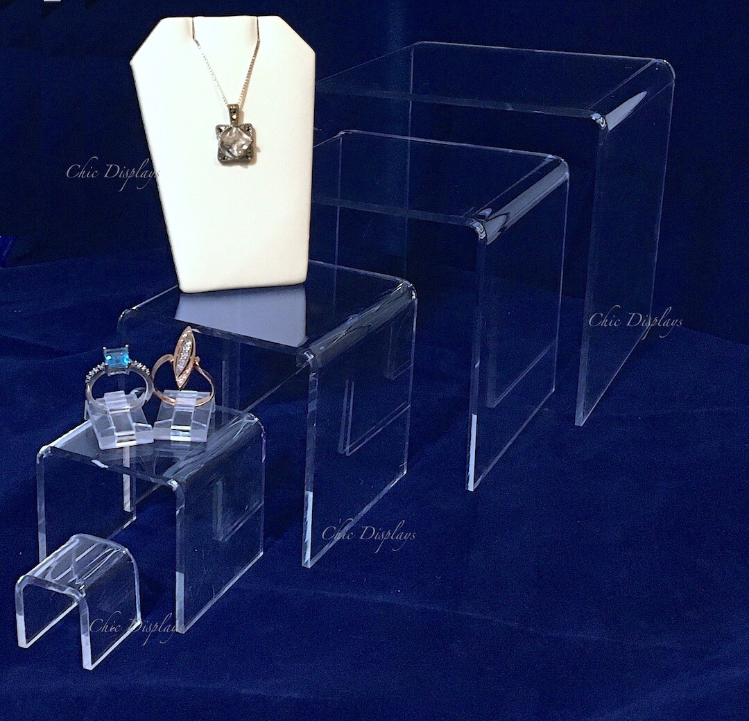 5pc Clear Acrylic Jewelry Risers Jewelry Showcase Fixtures Displays 1 ...
