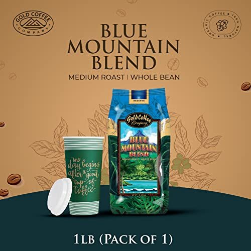 Gold Coffee Blue Mountain Blend Medium Roast Whole Bean Coffee 1lb. Pack of 1... | eBay