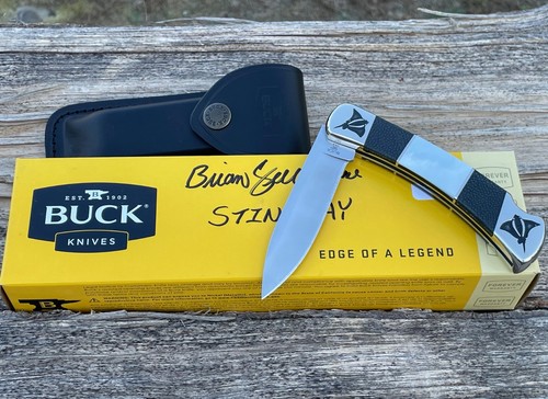 BUCK 110 ** B. YELLOWHORSE CUSTOM MOTHER OF PEARL STINGRAY FOLDING ...
