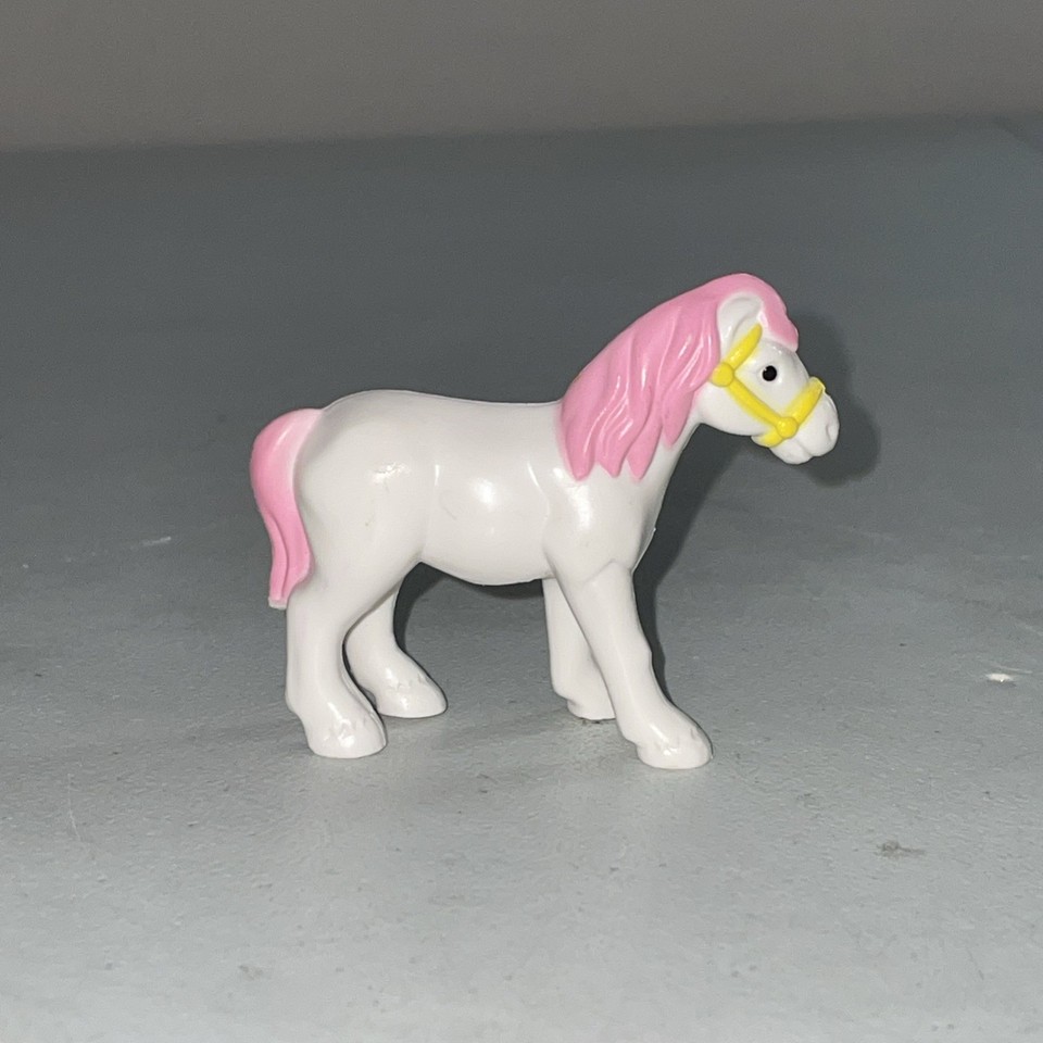 My Little Pony / Polly Pocket / Barbie Doll 2.5" White Horse w/ Pink ...