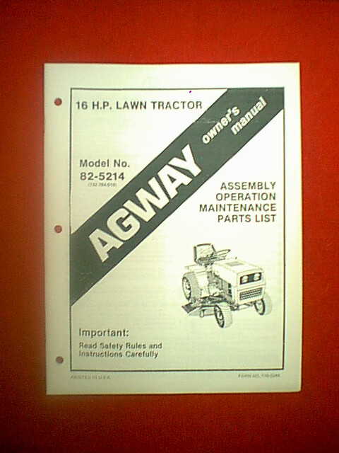 `AGWAY 16 HP 44" MTD TRACTOR HYDROSTATIC MODEL 82 5214 OWNER'S WITH ...