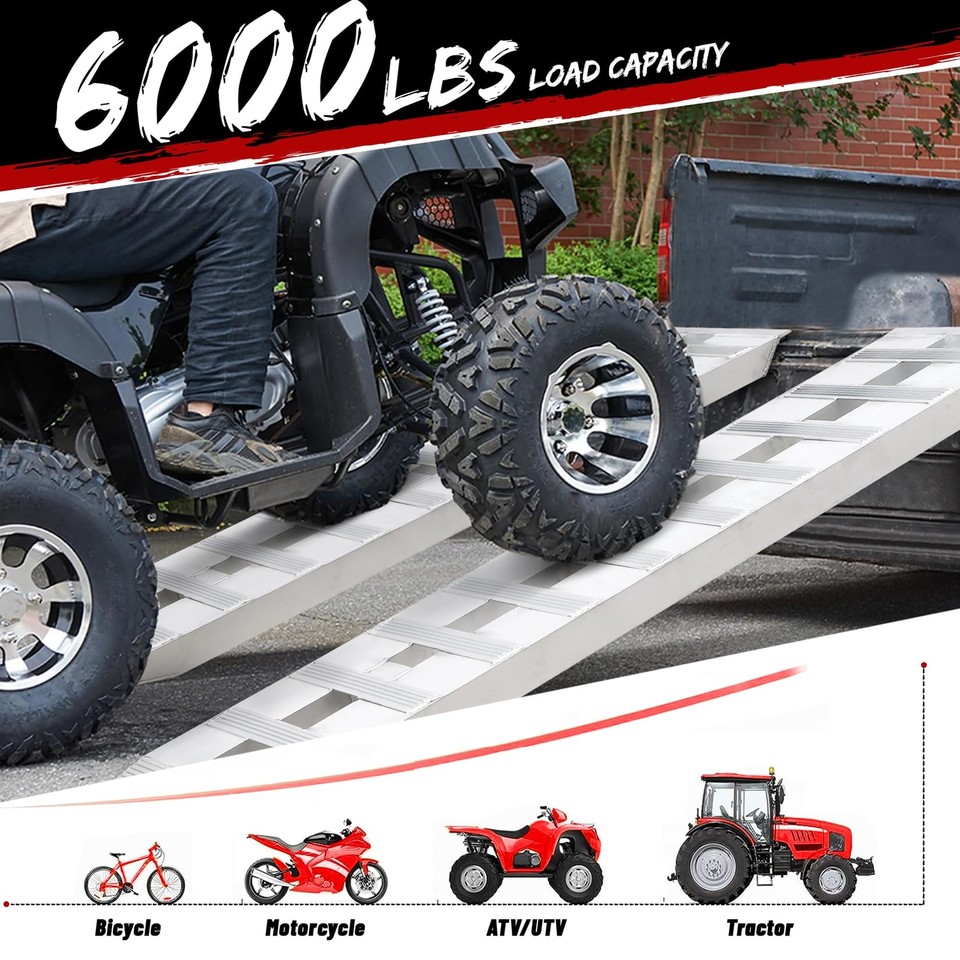 2x 60/72/84/94" Aluminum Car Trailer Ramps Truck Loading Ramps 6000 lbs ...