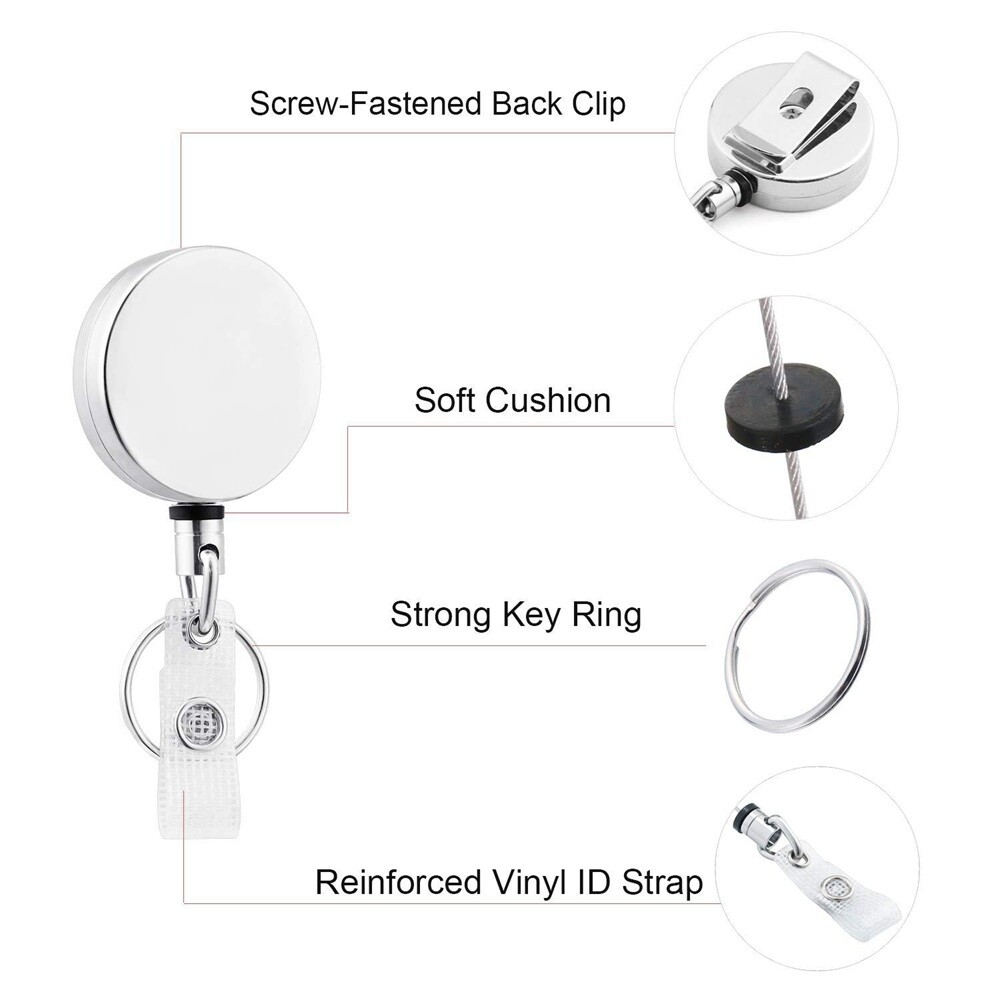 Round Badge Reel Clip Security Staff Office Workers Name Card Holder ...