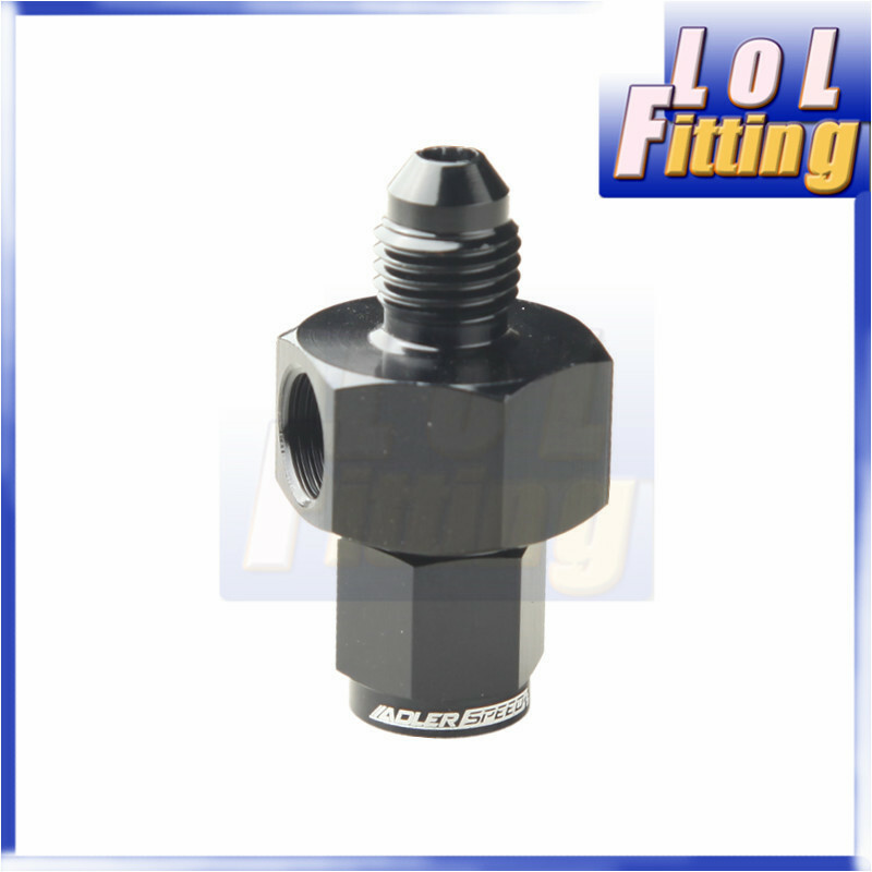 -4AN Male To -4AN Female Fitting Adapter W/ 1/8" NPT Gauge Port Black ...