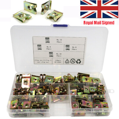 110pcs/set ASSORTED PIECE U NUT KIT SPIRE CLIPS ZINC SPEED FASTENERS ...